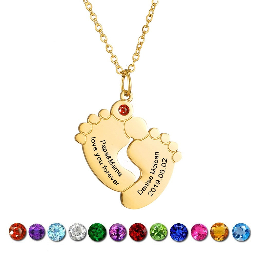 Collier de pieds de bébé personnalisé – Bellezafrance